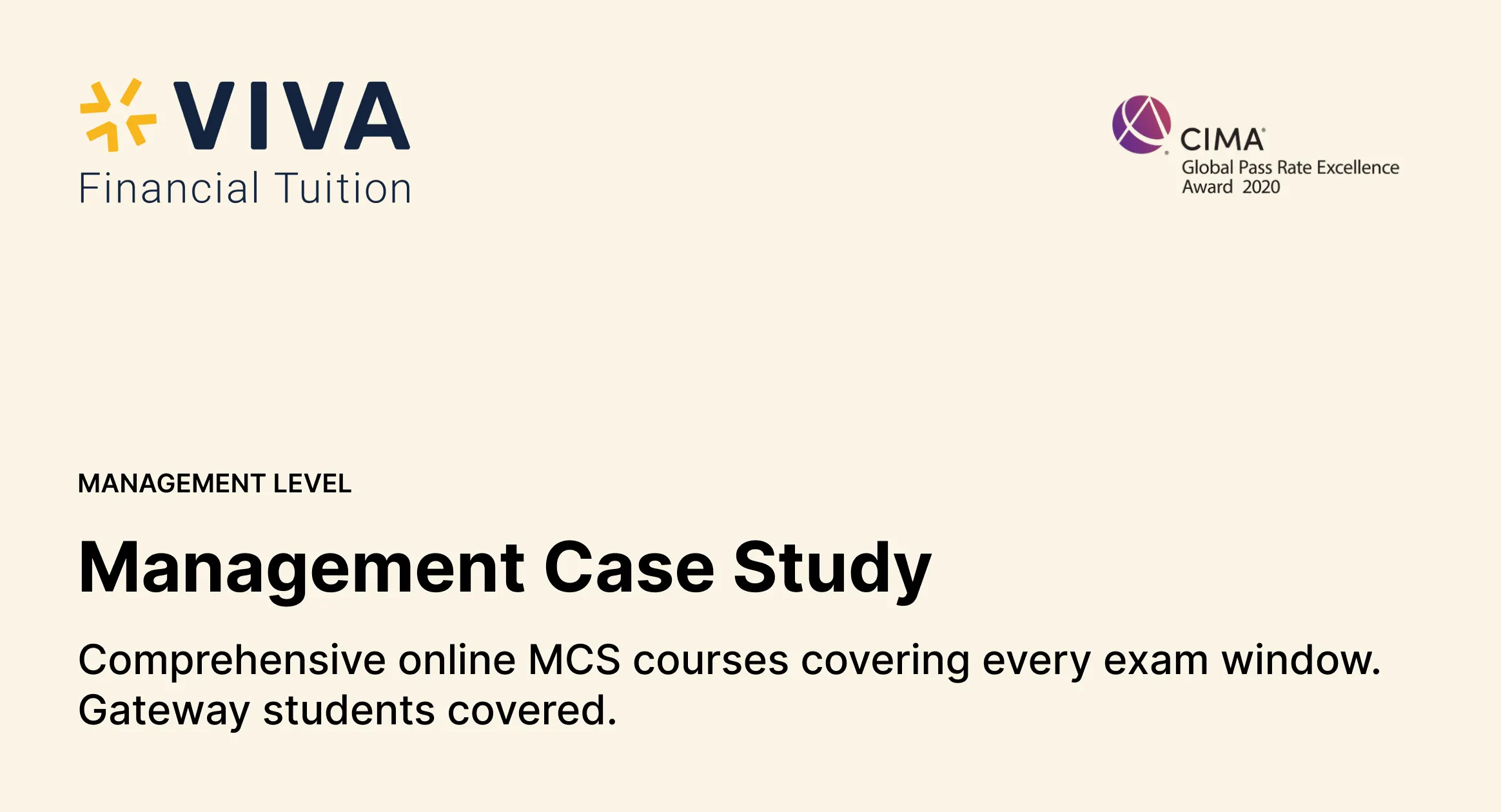VIVA | CIMA Management Case Study (November 2025) Course